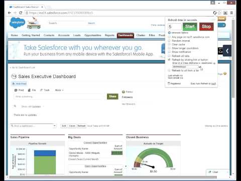 How to Auto Refresh a Salesforce Dashboard in Chrome