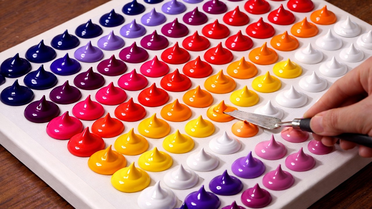 [1000th Painting🎉] Full Moon Acrylic Painting From Dots For Beginners｜Easy Canvas Idea｜ASMR