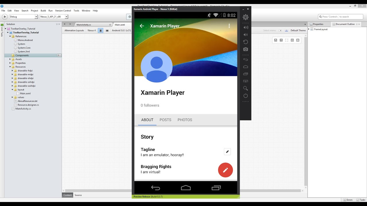 Xamarin Android Tutorial   53   FrameLayout