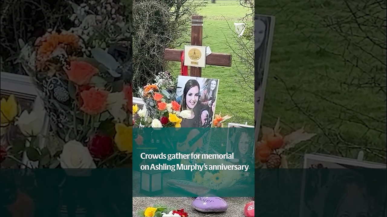 Crowd gathers to remember Ashling Murphy on fourth anniversary of her murder