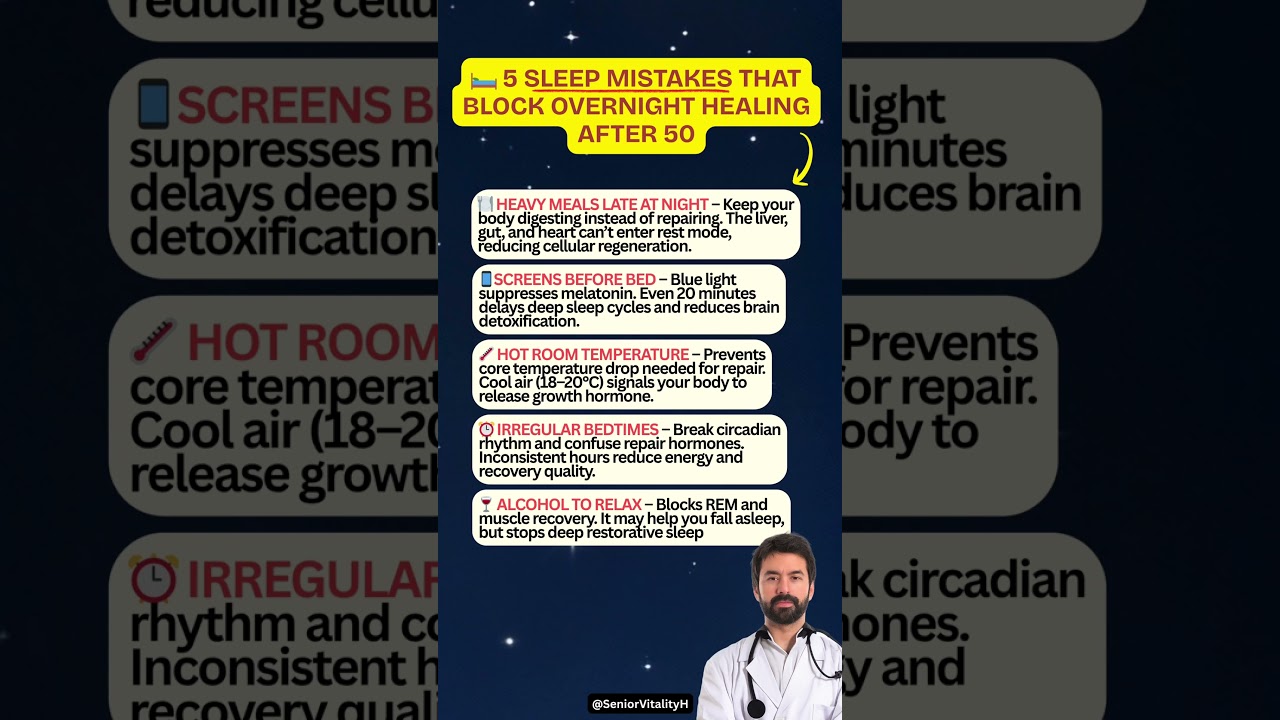 🛏️ 5 Sleep Mistakes That Block Overnight Healing After 50 (Part 1)