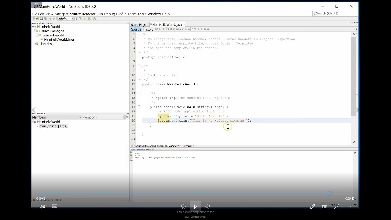 Java - Lesson #1 - Downloading Netbeans and HelloWorld