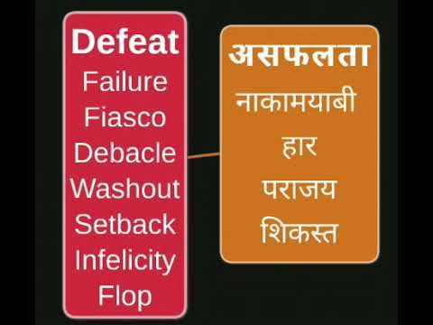 synonyms of defeat असफलता के पर्यायवाची शब्द
