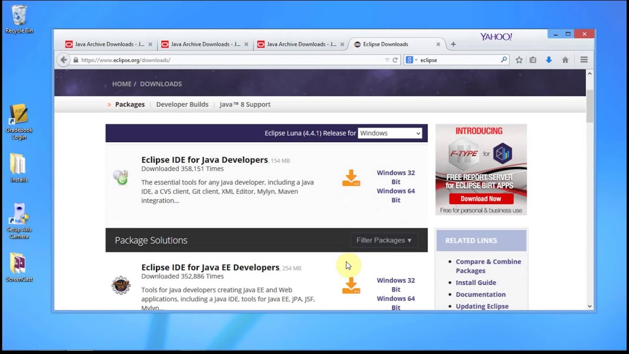 Java: 1 : Install Java 7 SE JE, JDK, Eclipse
