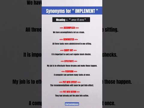 Synonyms for 'IMPLEMENT' !! #synonyms #vocabulary #learnenglish #sbiclerk #sscmts #ibpsclerk #shorts