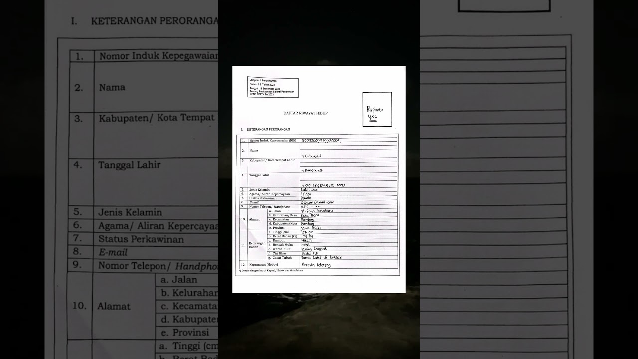 Contoh Pengisian DRH CPNS PPATK 2023