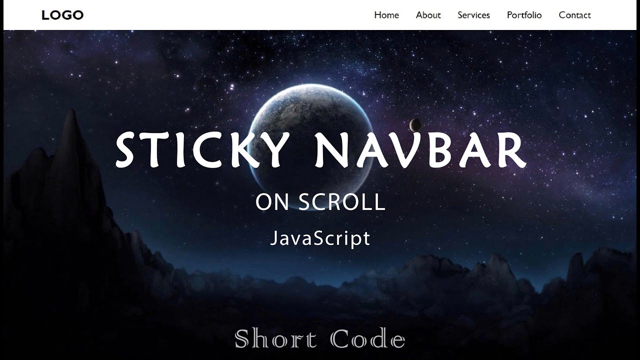 Sticky Navigation Bar On Scroll Using JavaScript - [Short Code]