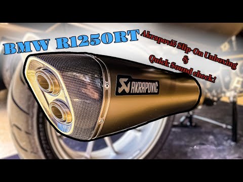 BMW R1250RT Akrapovic slip-on exhaust unboxing install and quick sound check