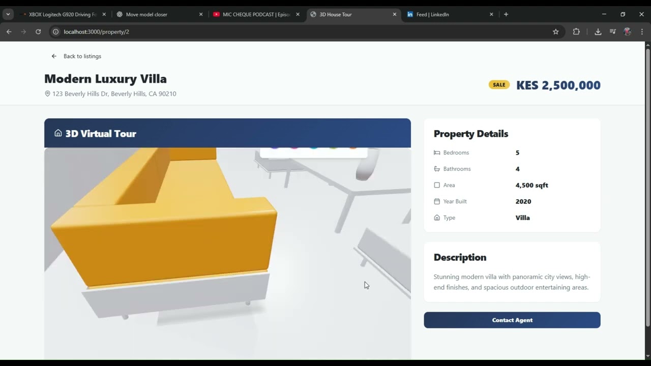 3D Real Estate App. Three JS, React JS and TailwindCSS