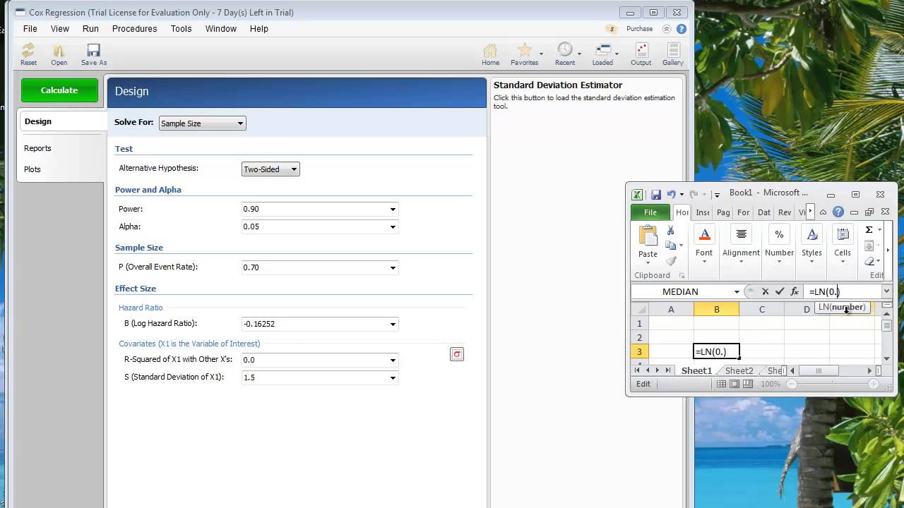 Sample size calculation for Cox regression using the software PASS