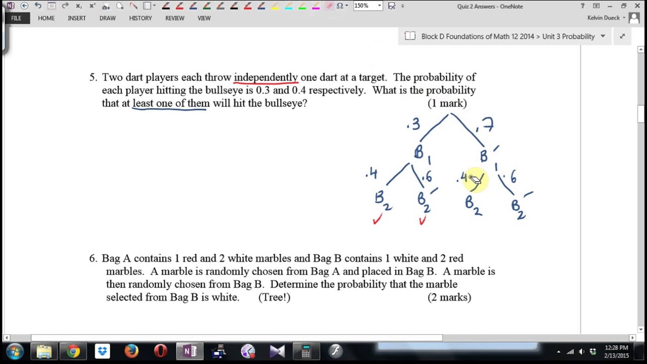 FOM 12 Probability Answers to Quiz 2