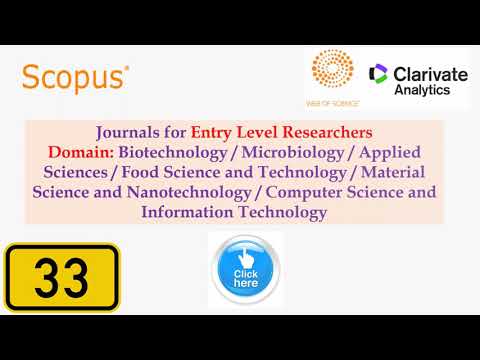 Scopus Indexed Journals for Entry Level Researchers | Free & Paid Scopus | WoS | Biotechnology | CSE
