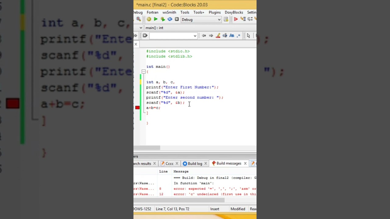 Syntax Error in C Program #code#coding #programming#cprogramming#clanguage ,#ayntax #syntaxerror