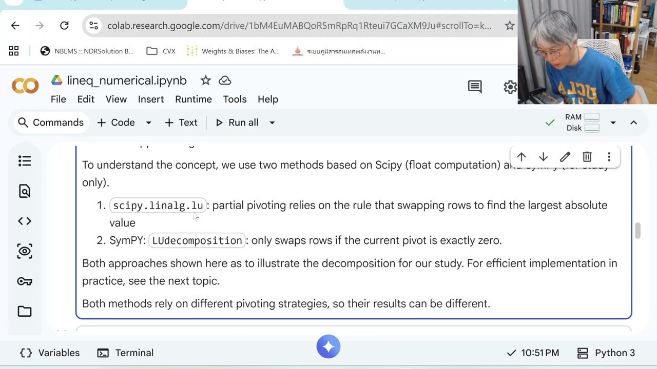 Matrix decomposition: Python demo on LU factorization