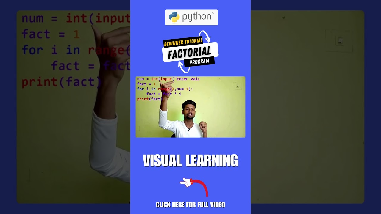 Factorial Program in Python #pythontutorial #python #pythoncourse #factorials