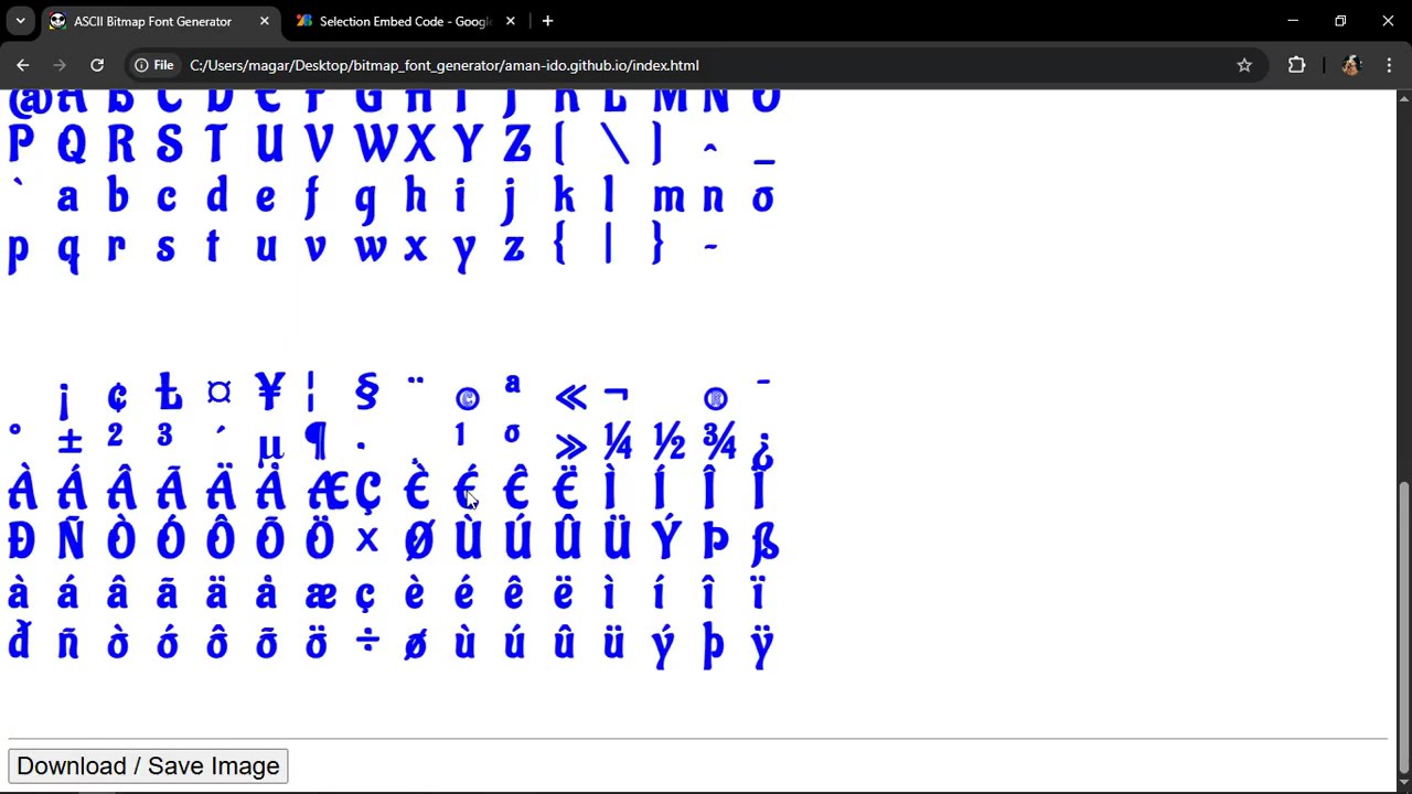 Generating ASCII Bitmap Font Image from Google Fonts | Demo Video | A_man is_fat