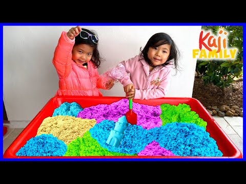 Emma and Kate play with Kinetic Sand Rainbow Kids Toys!!!