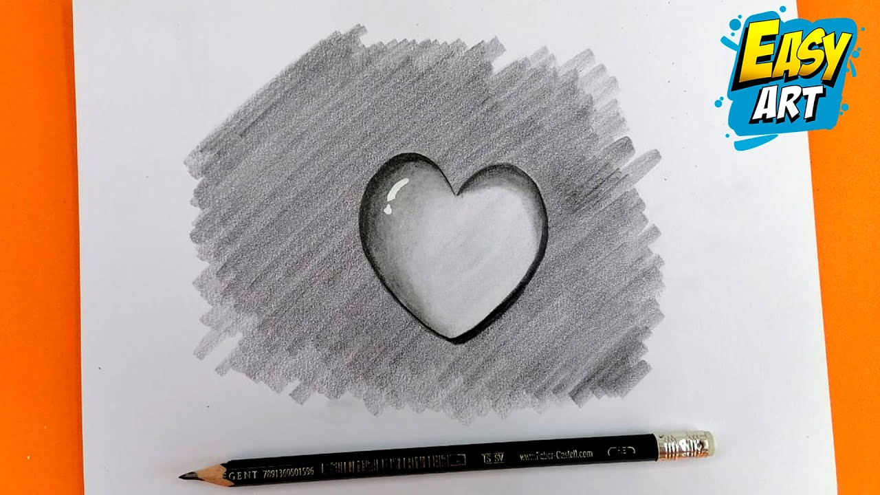 🟥 3D Drawings - How to Draw a 3D HEART in pencil