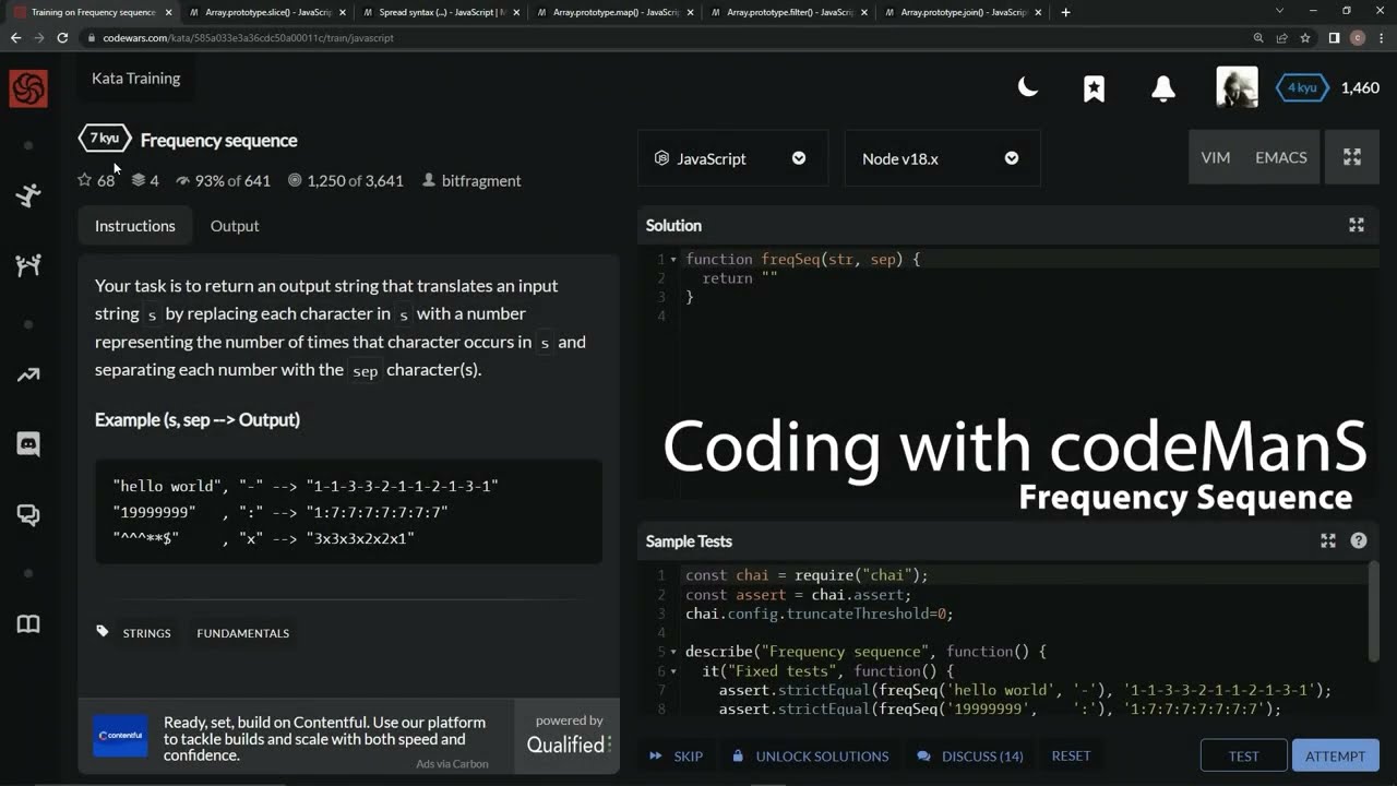 Codewars 7 kyu Frequency Sequence Javascript