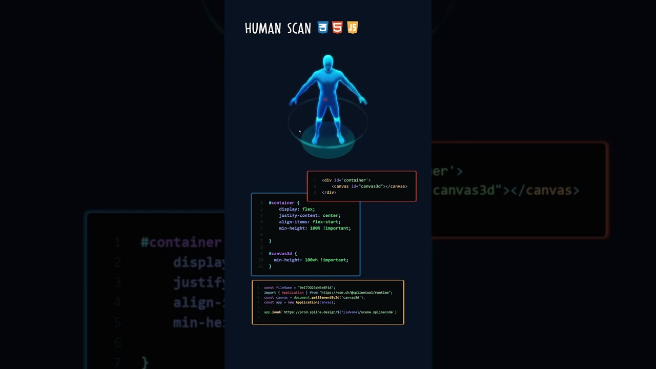 🔍 Human Scan Effect using HTML, CSS3, JS, and React! 🚀💻 #Shorts #WebDesign #shorts #videos #fyp #ai