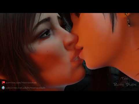 Lara Croft french kissing Tifa