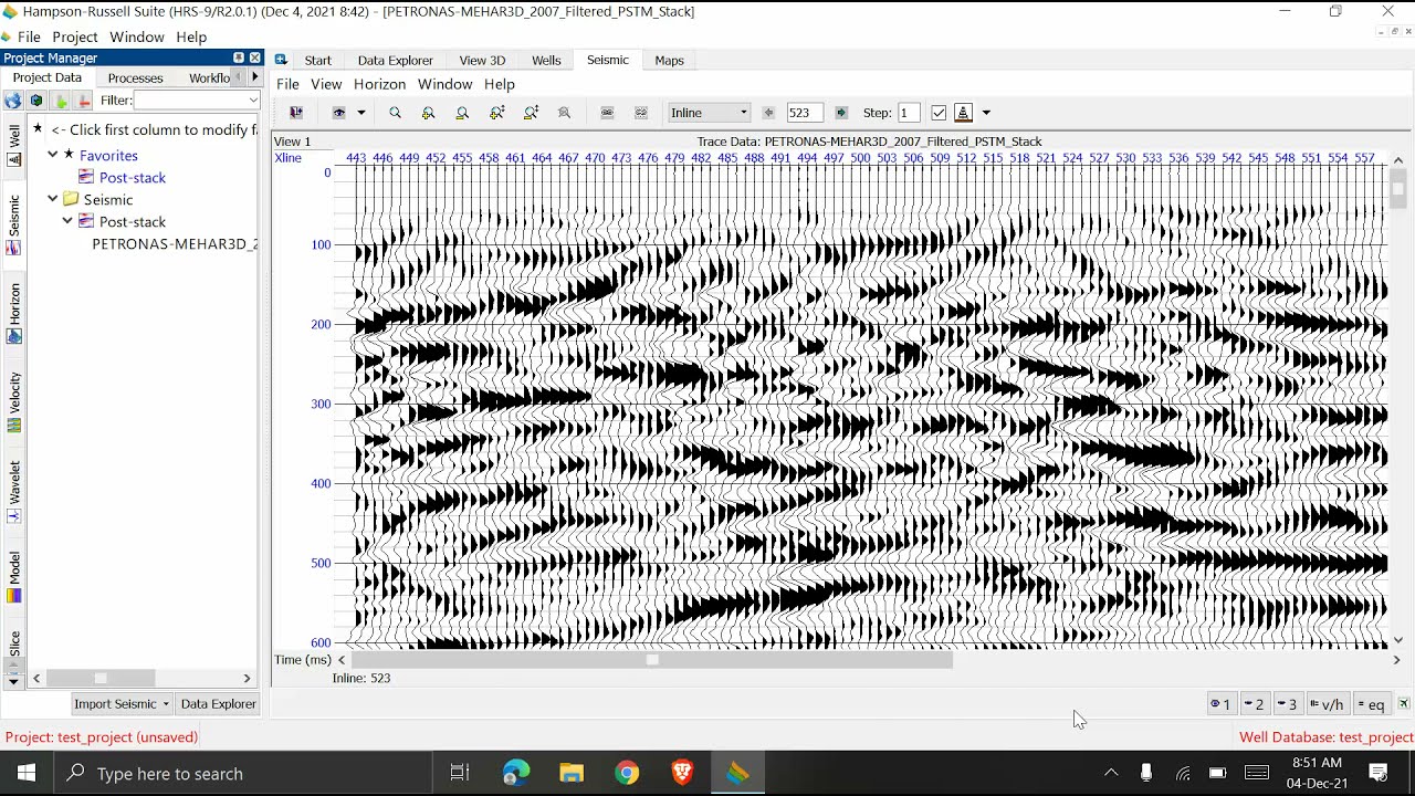 HampsonRussel software  seismic data loading