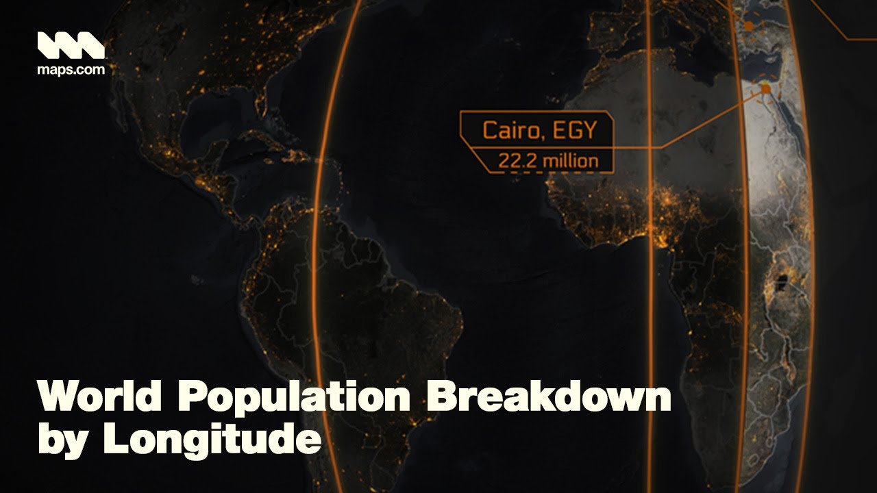 World Population Breakdown by Longitude | Animated Maps