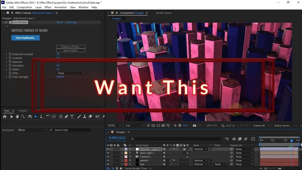 Create Hexagon Easily with Element 3D in after effect
