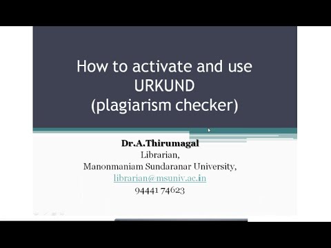 How to Activate and Use the "URKUND" Plagiarism Checker Software in Tamil