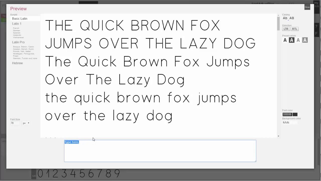 Spacing a font with Fontark