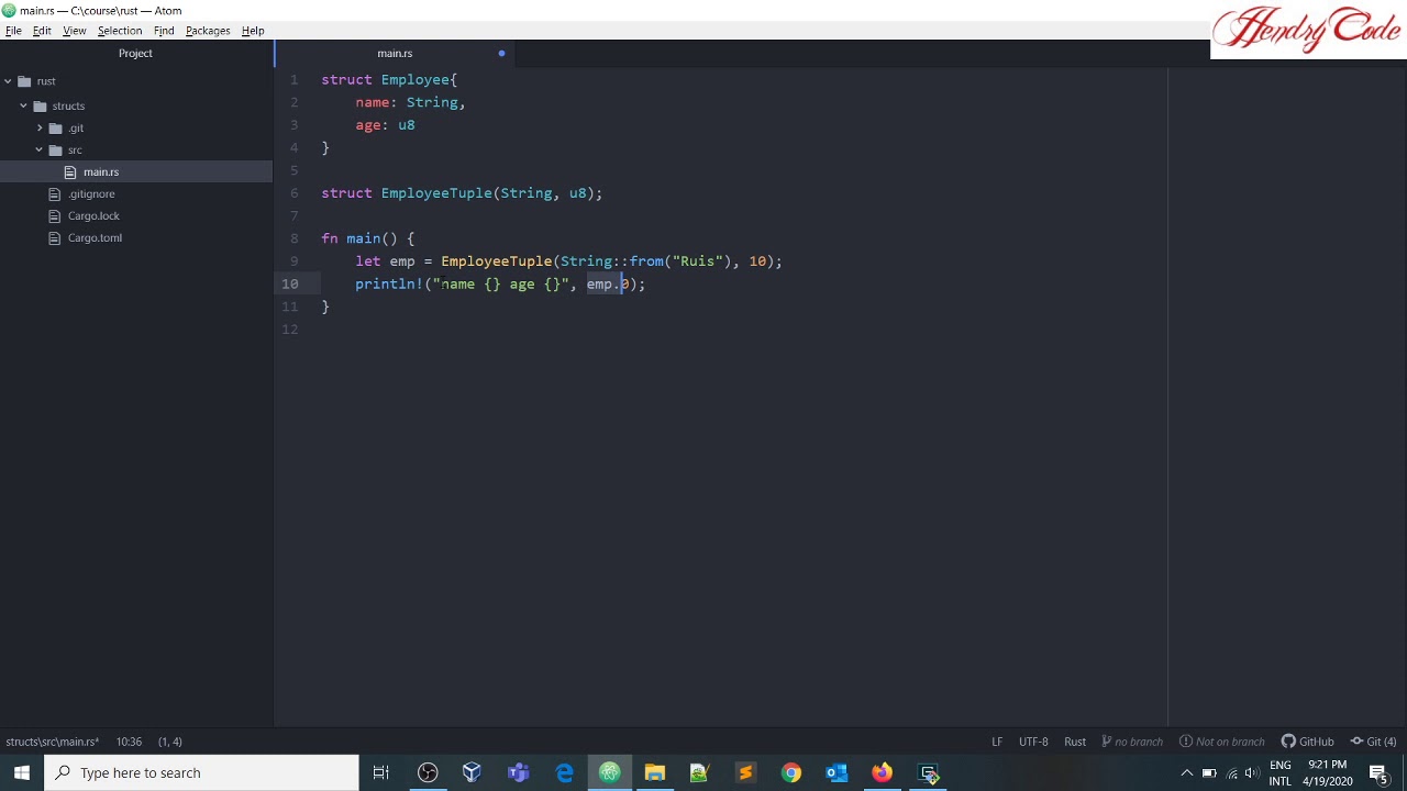 Rust tutorial # 17 Estructuras tuple (Struct Tuple)