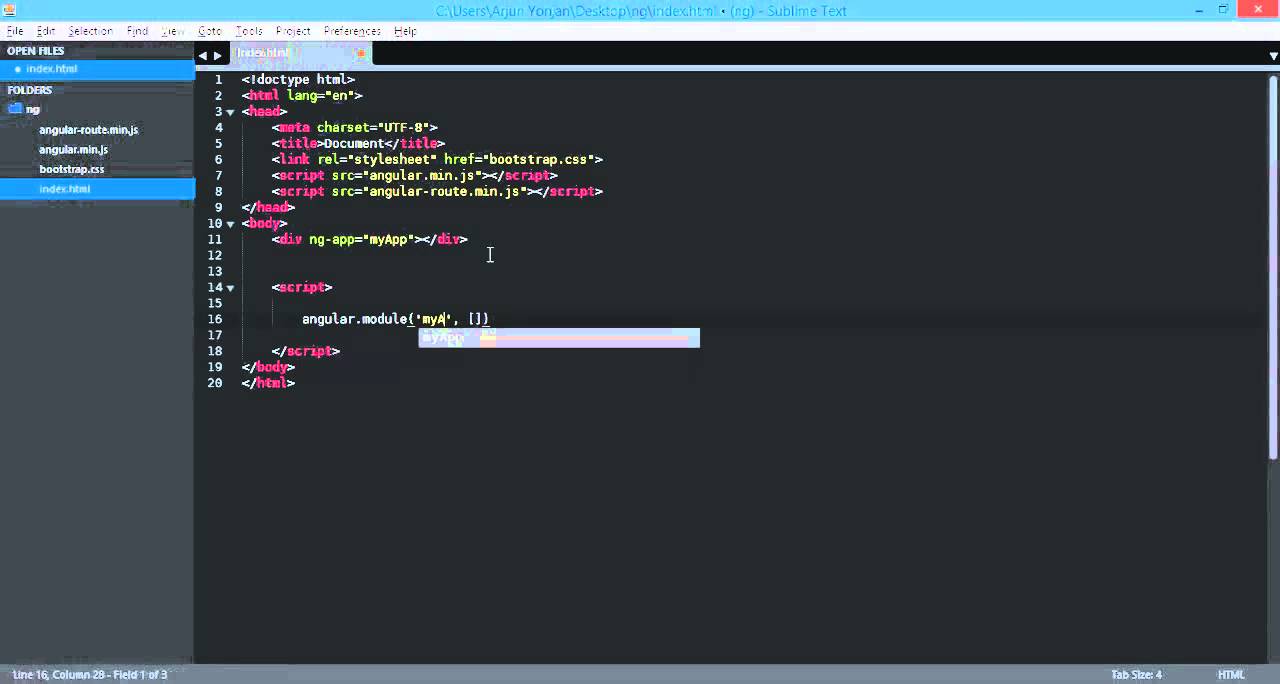 angularjs routing   ngRoute installation 480p