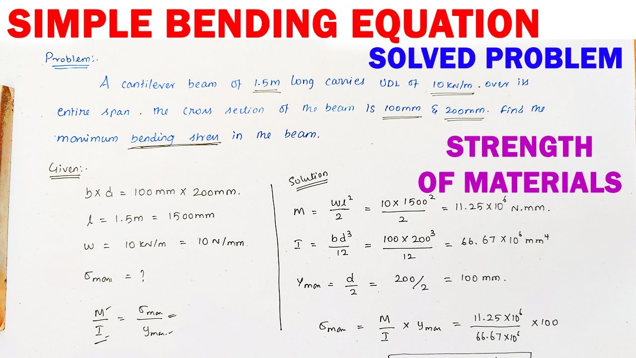 strength of materials solved problems | simple bending equation | maximum bending stress problem