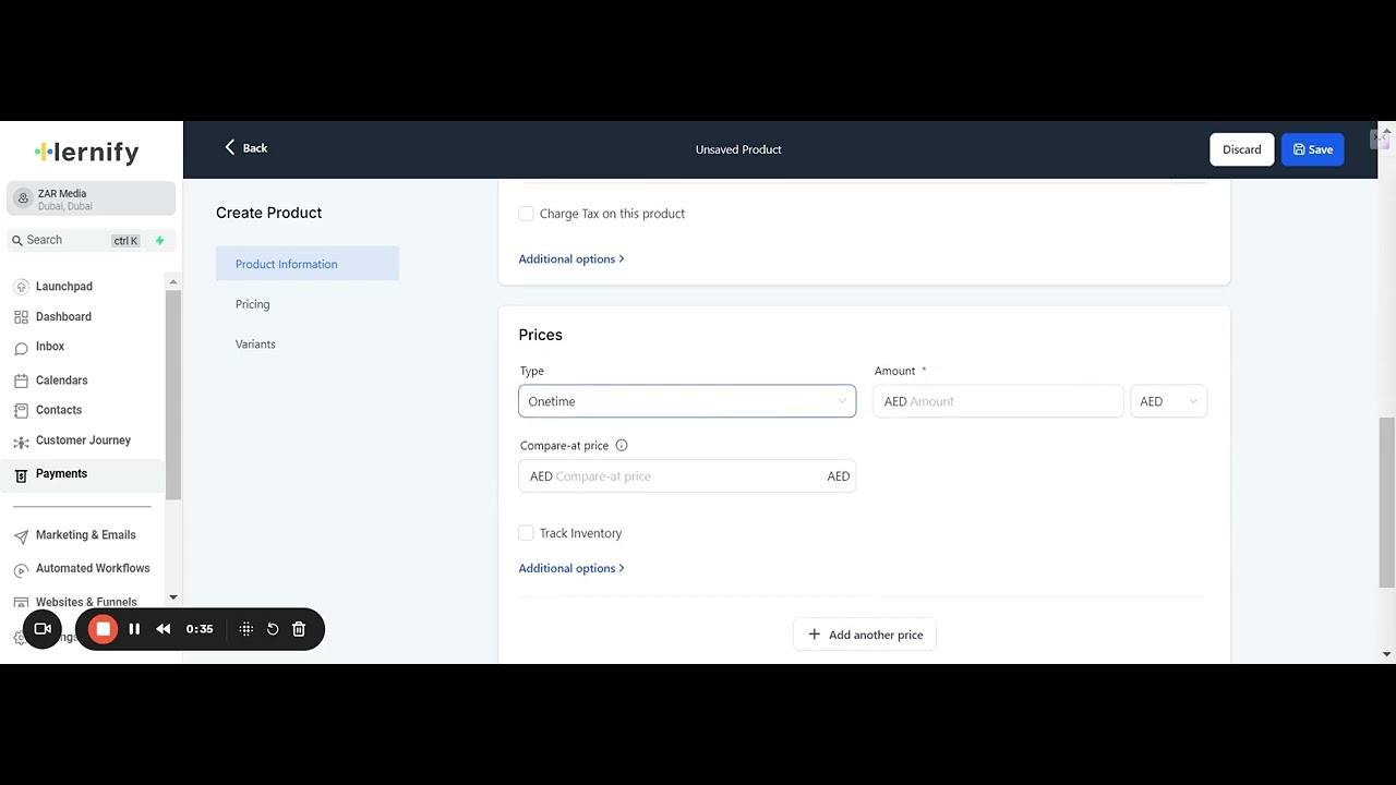 Create a product in Payments