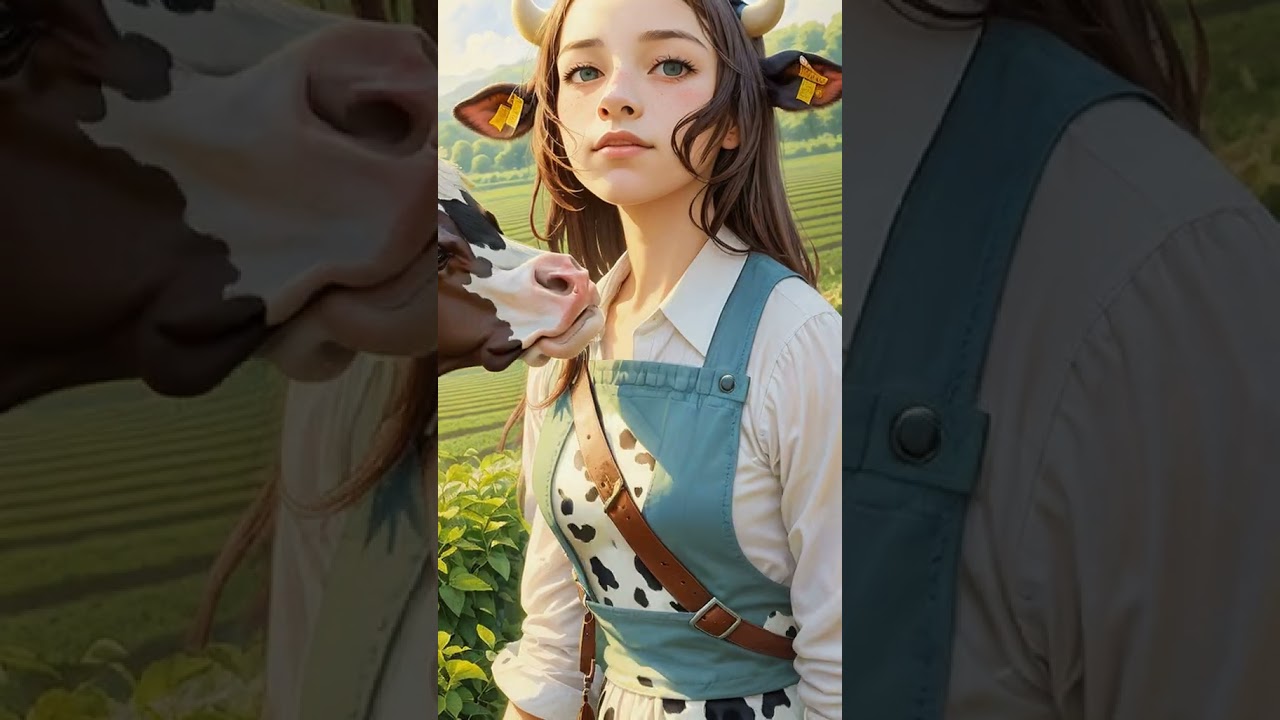 Girl transformation in anthro cow animal TF 1 Fantasy art #shorts