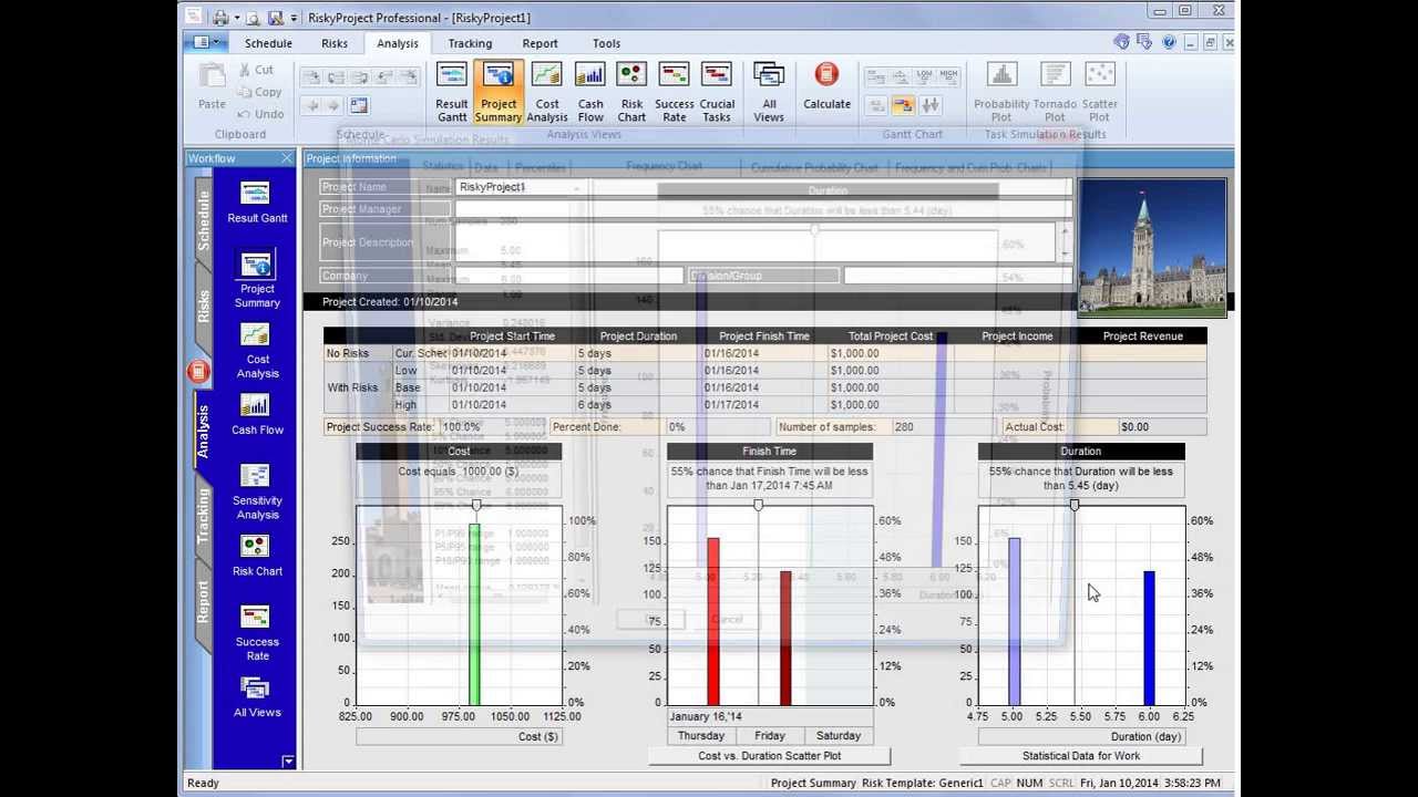 Project risk analysis with resources