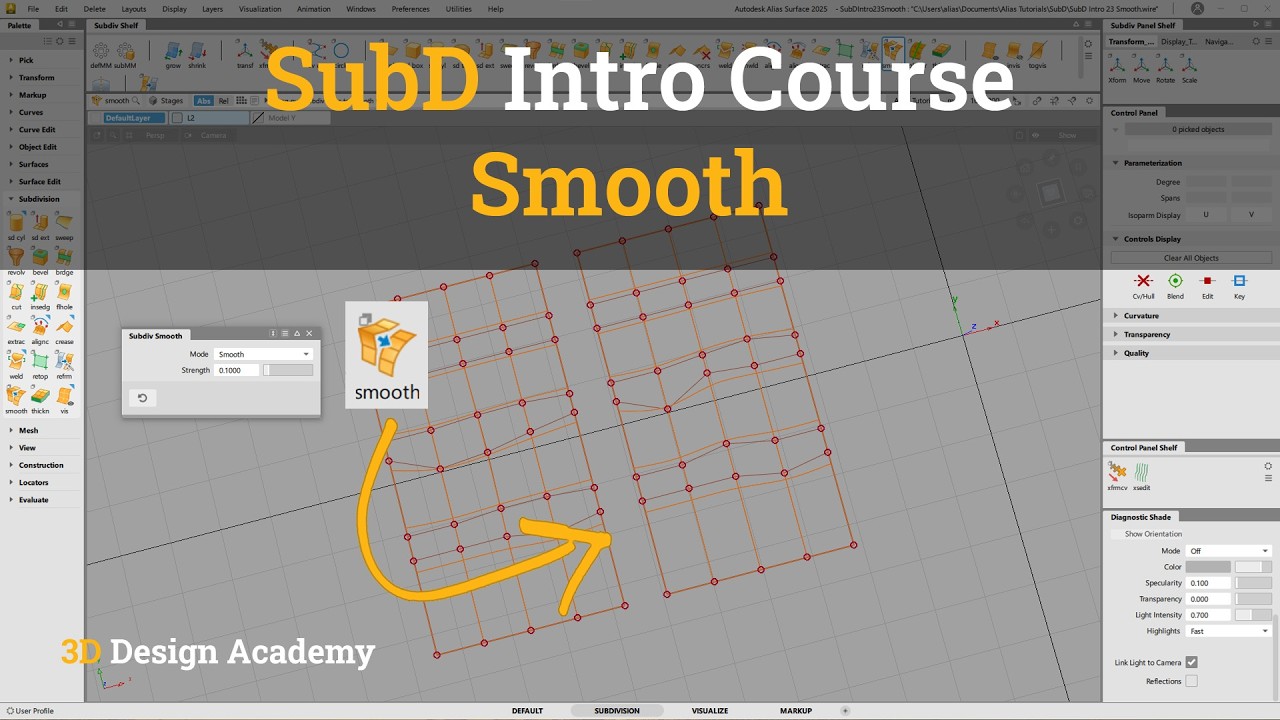 Autodesk Alias Tutorials, SubD Intro 23 - Smooth
