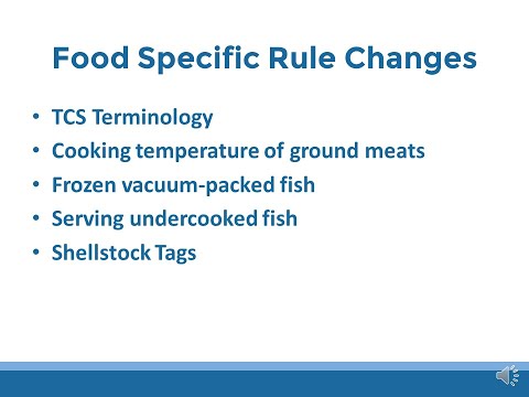 Food Code Revision 2022: Food Specific Changes