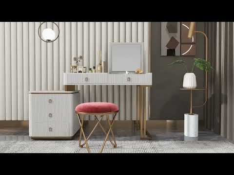 HOMARY l Modern Makeup Vanity Expandable Dressing Table