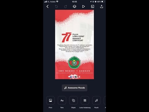 Membuat flyer dengan HP, ucapan HUT RI ke-77 hari kemerdekaan 17 Agustus 2022