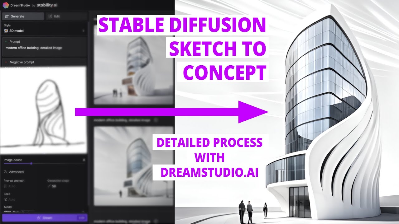 AI architectural concepts from sketch less than 15 mins!!! With Stable Diffusion and dreamstudio.ai