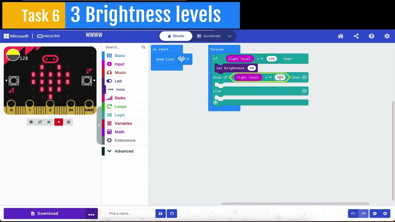 F1 IT Microbit Task 6 - 3 brightness level