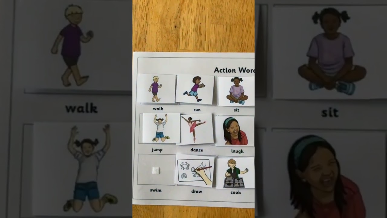 Action verbs velcro activity.