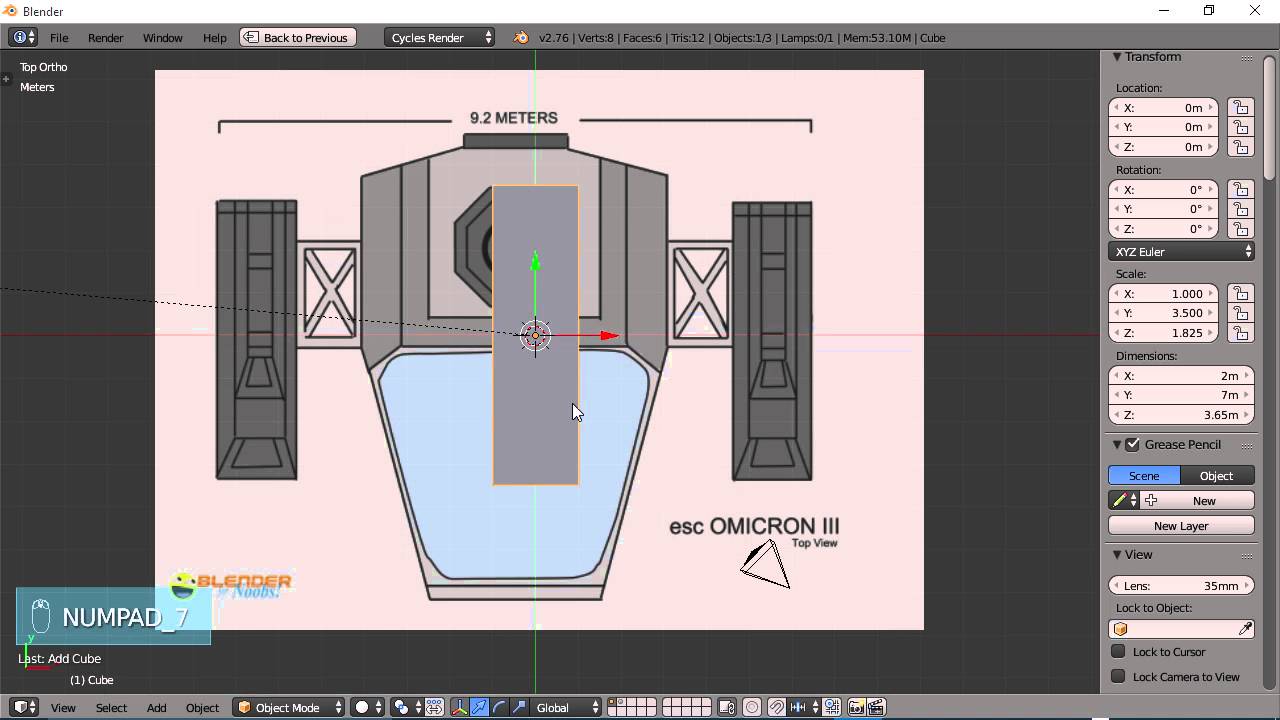 Blender For Noobs - Spaceship tutorial - Part 1 of 12
