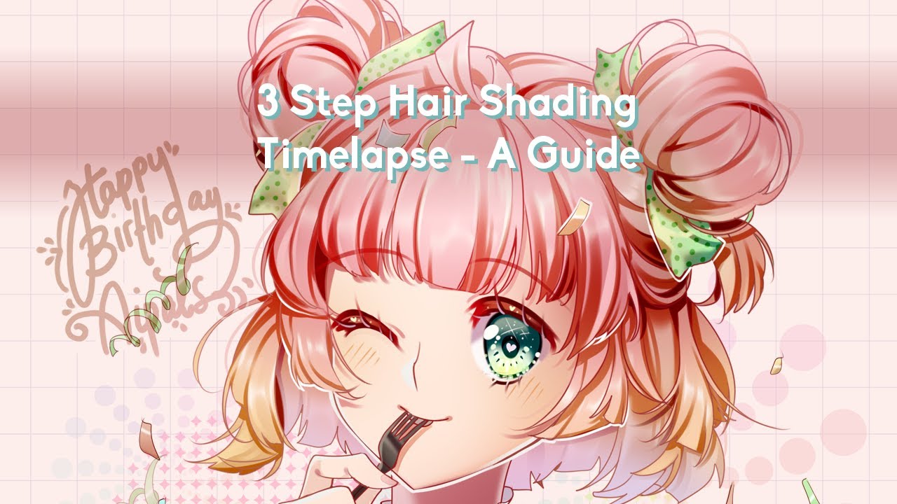 🍑3 Step Anime Hair Shading Tutorial - Timelapse based Guide