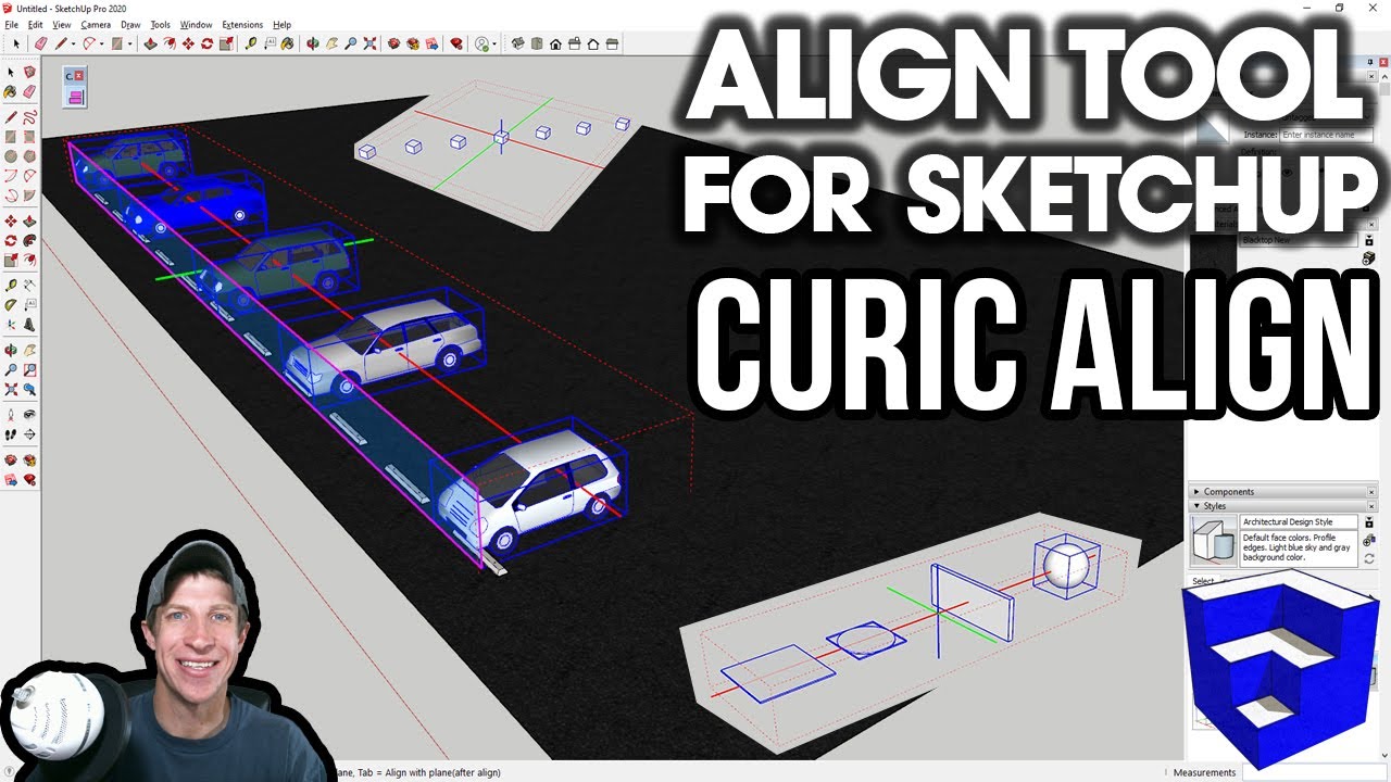 ALIGN OBJECTS in SketchUp with CURIC ALIGN - Free Extension Tutorial
