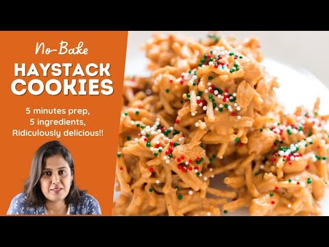 HAYSTACK COOKIES no-bake CRUNCHY cookies with chow mein noodles coated in butterscotch peanut butter