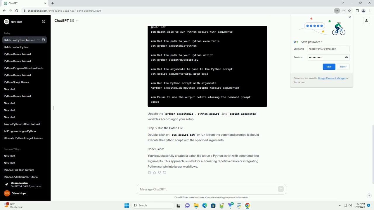 batch file run python script with arguments