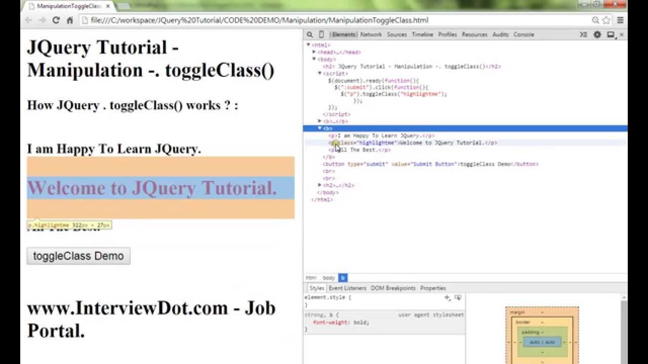 TOGGLECLASS METHOD IN JQUERY DEMO