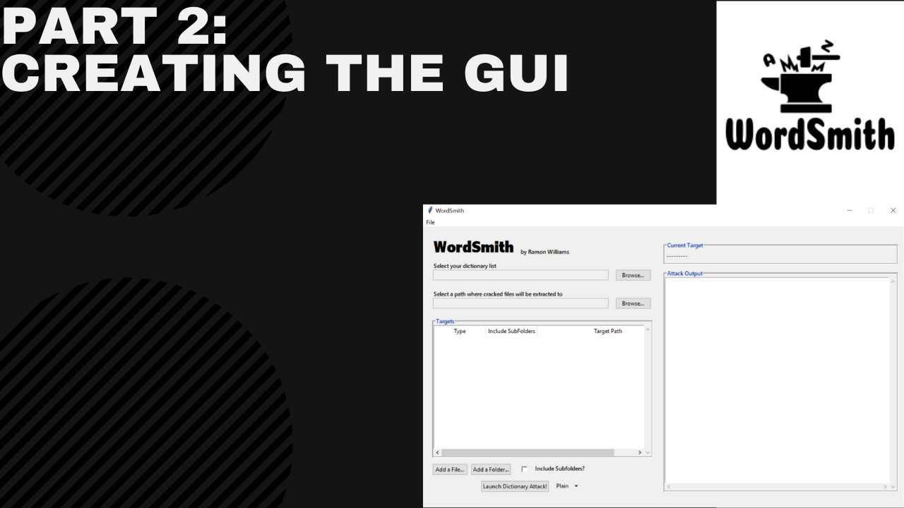 Python GUI (Tkinter) Tutorial: Password Cracker - Part 2 - Creating the GUI/Application